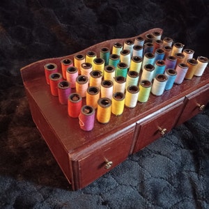 Wooden Thread Box With Drawer and Display Pegs - Etsy