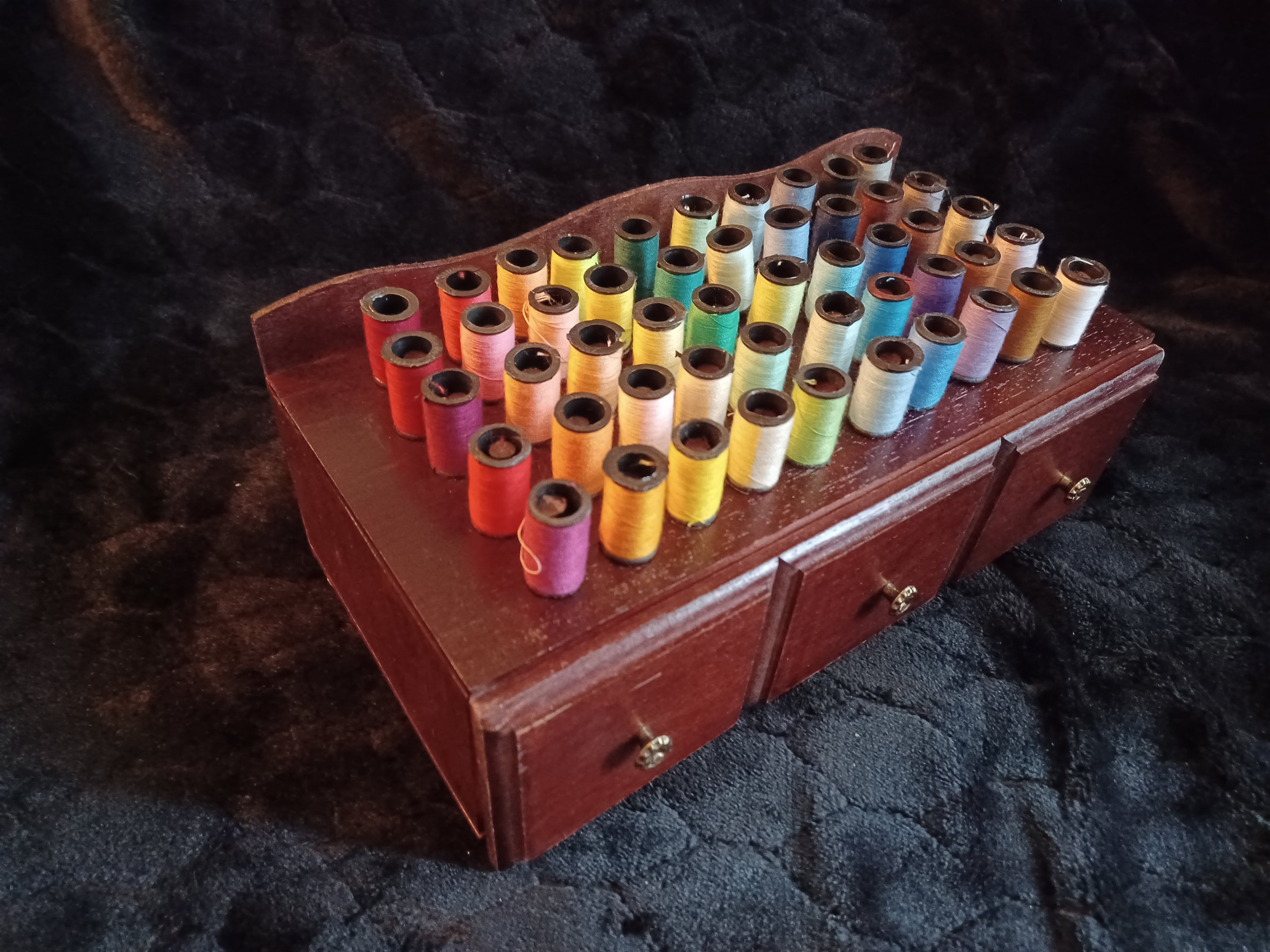 Wooden Thread Box With Drawer and Display Pegs - Etsy