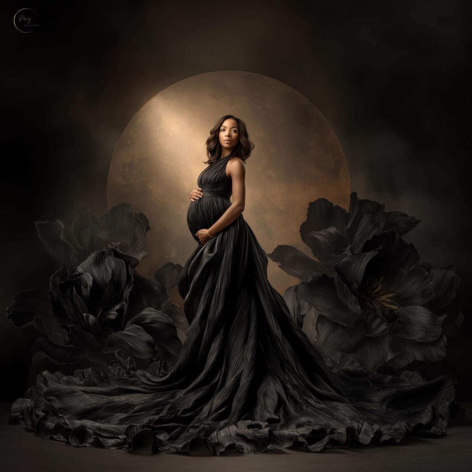 Maternity Digital Background - Luxury Flowing Fabric Moon Dreamy ...