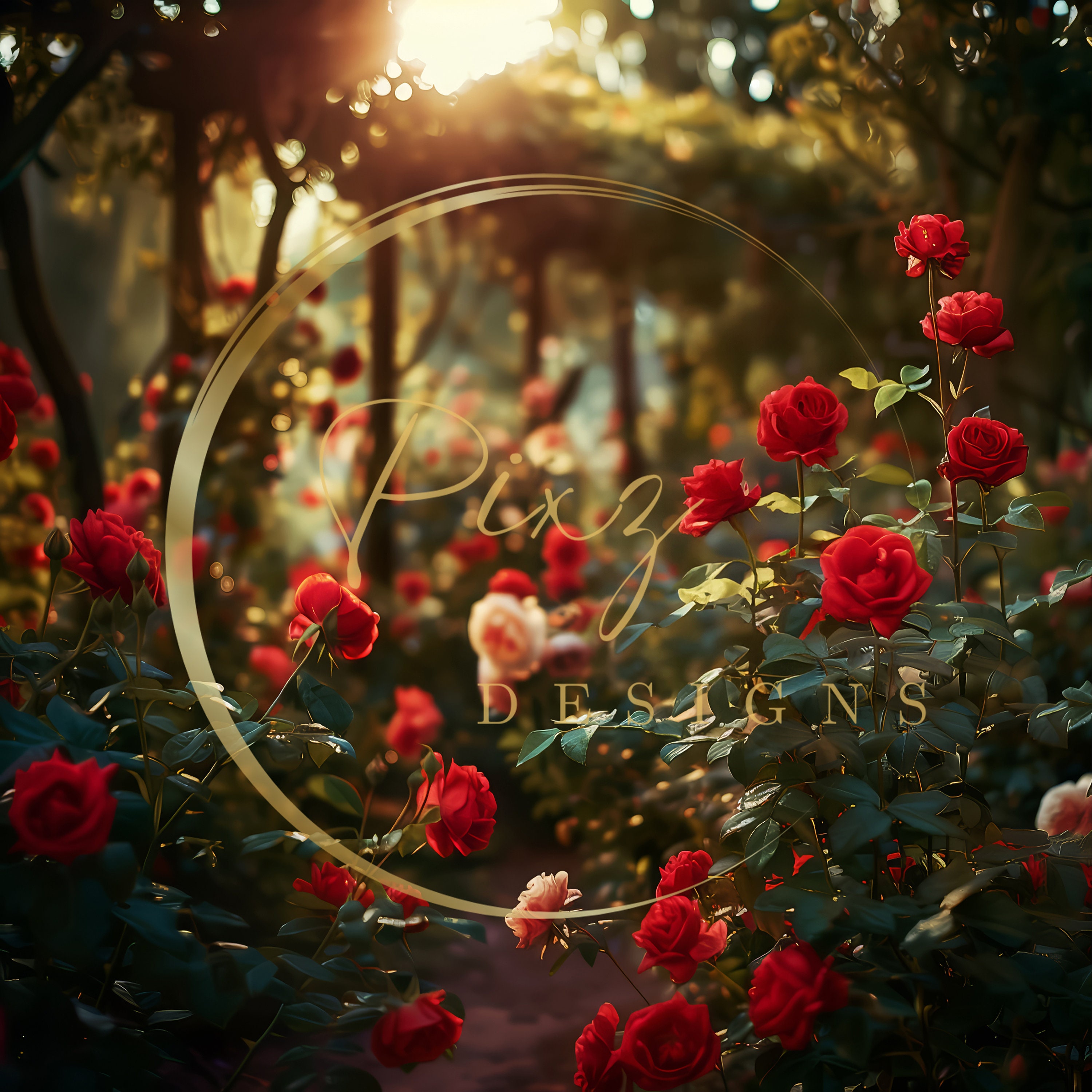 Red Rose Garden Digital Background,red Rose Backdrop, Rose Garden ...