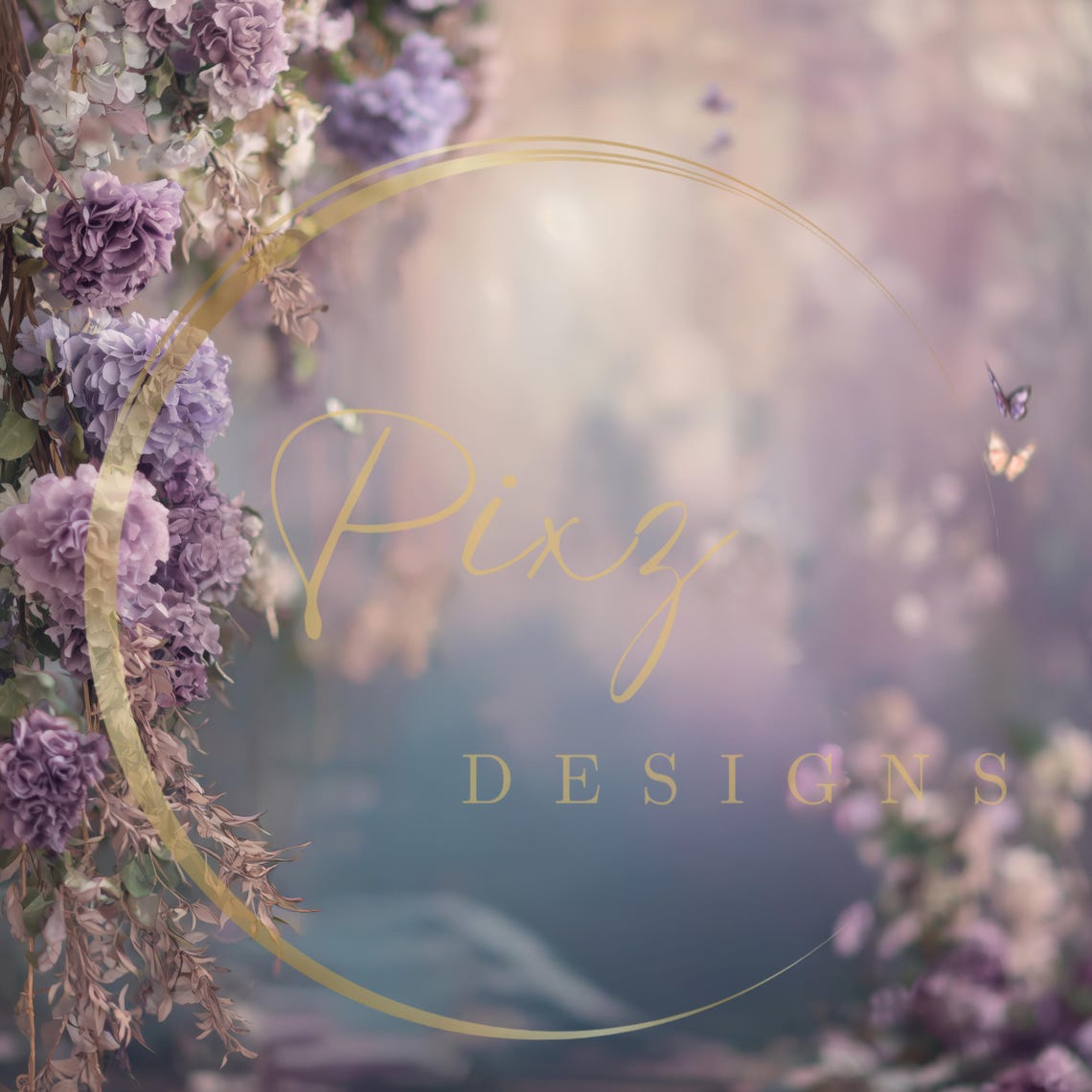 Fairy Garden Digital Backdrop for Photography, Purple Floral Child ...