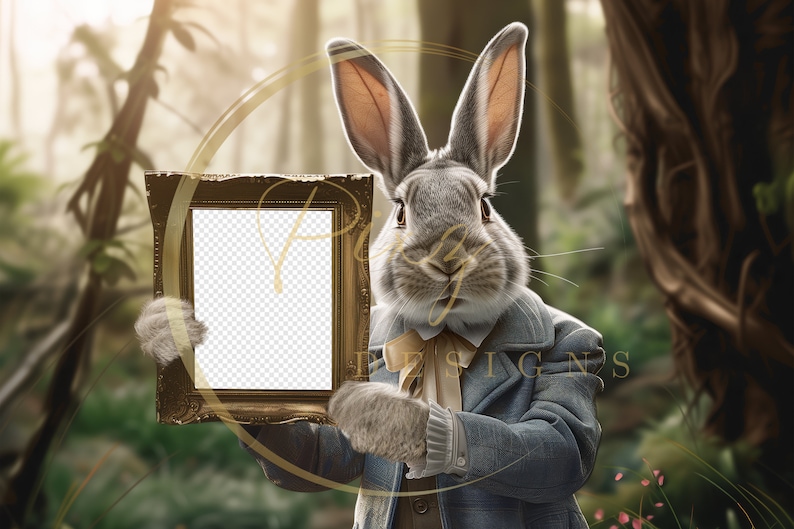 Easter Bunny Photo Frame Digital Background - Easter Digital Backdrop ...