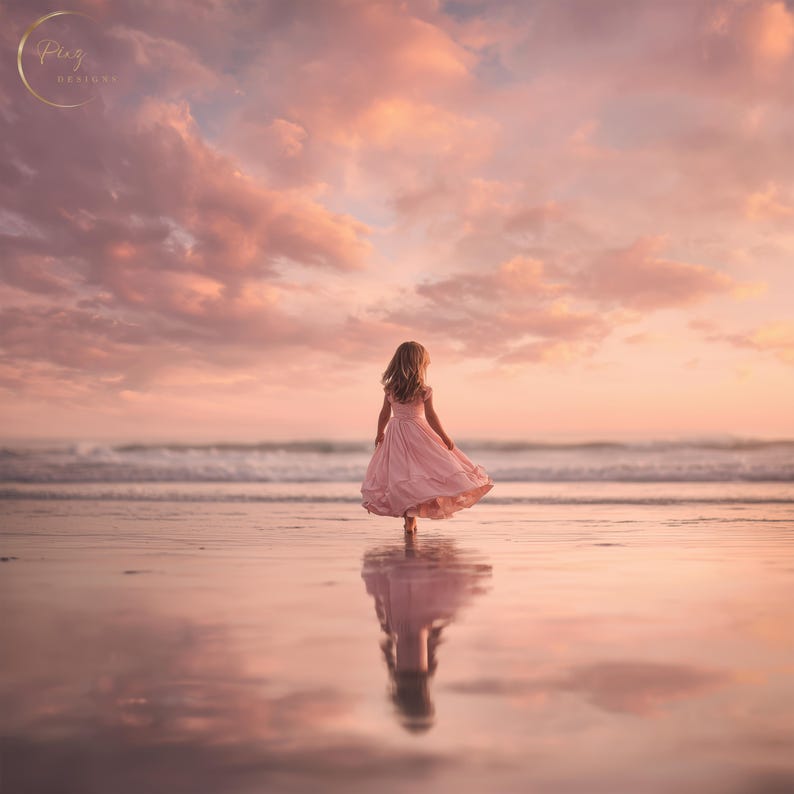 Dreamy Beach Sunset Digital Background - Beach Backdrop - Pastel ...