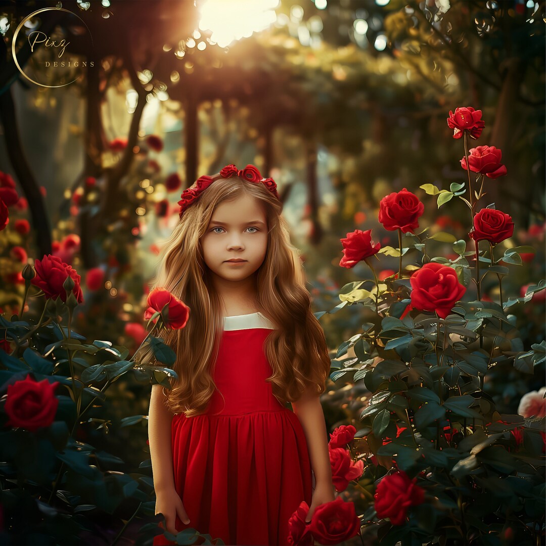 Red Rose Garden Digital Background,red Rose Backdrop, Rose Garden ...