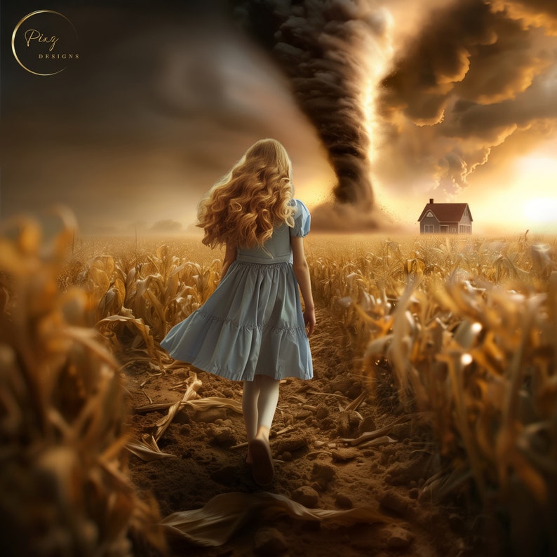 Wizard of Oz Digital Backdrop, Tornado, Cornfield, Stormy Skies ...