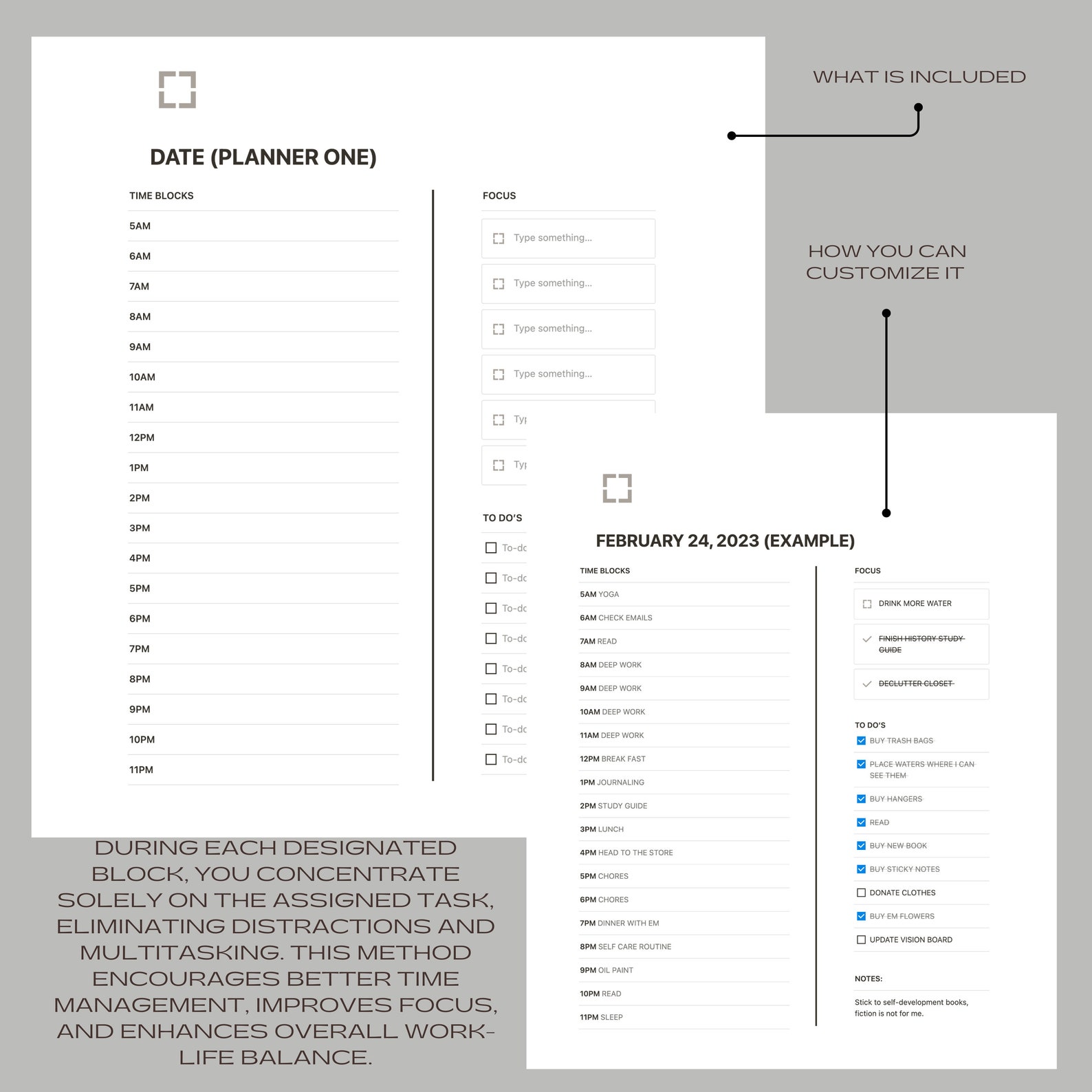 Time Blocking Planner Hourly Planner Notion Template Time - Etsy