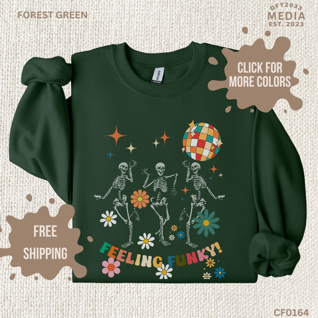 Retro Funky Skeleton Dance Party Sweatshirt, Unisex Vintage-inspired ...