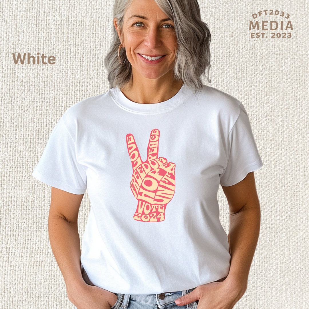 Political Ativisim, Vote 2024 Election Shirt, Unisex Peace Sign Hand T ...