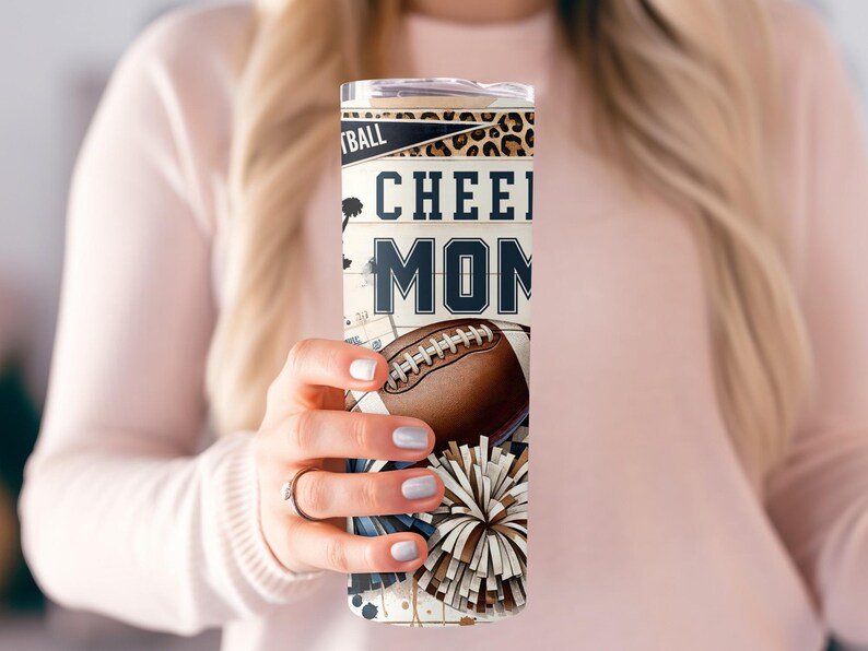 Cheer Football Mom Both 20 Oz Skinny Tumbler Wrap Sublimation PNG ...
