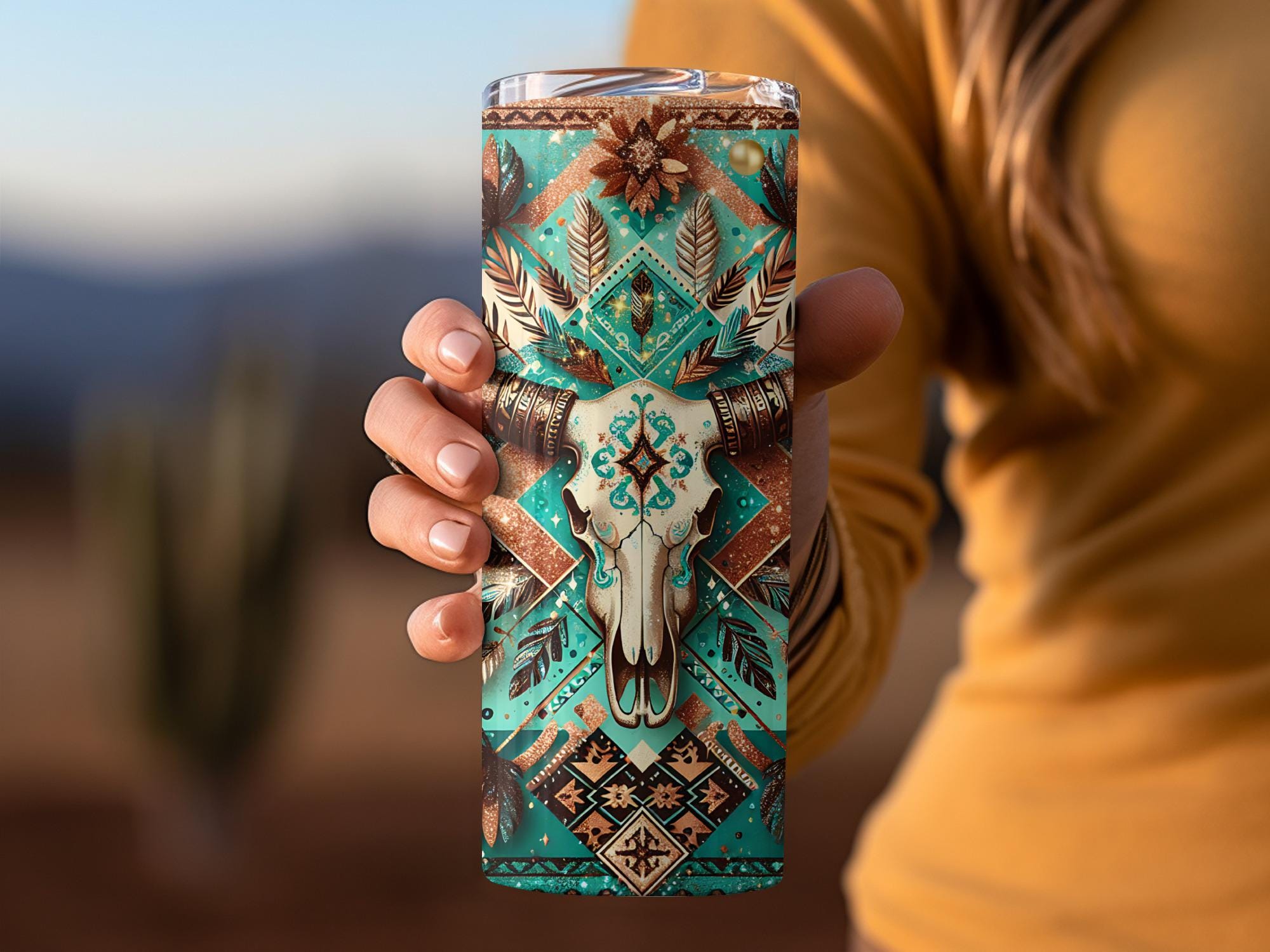 Western Tumbler Wrap Boho Tumbler Wrap Cow Skull Tumbler Wrap Cowgirl ...