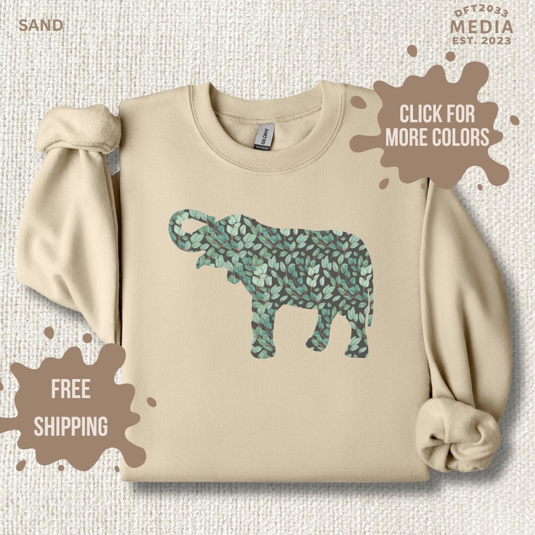 Nature Inspired Elephant Sweatshirt, Botanical Print Sweater, Eco ...