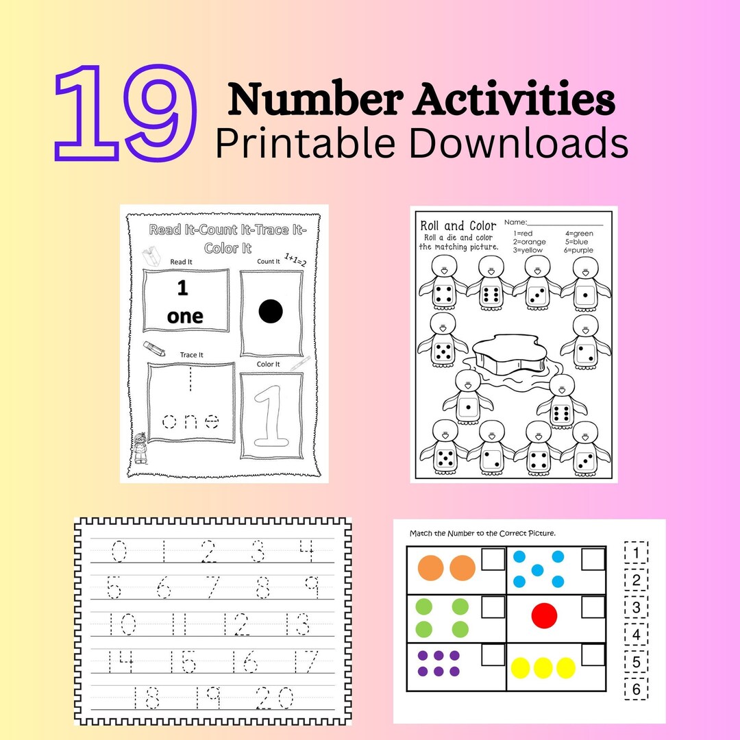 Kids Learning Number Activities , Coloring , Stories and More - Etsy