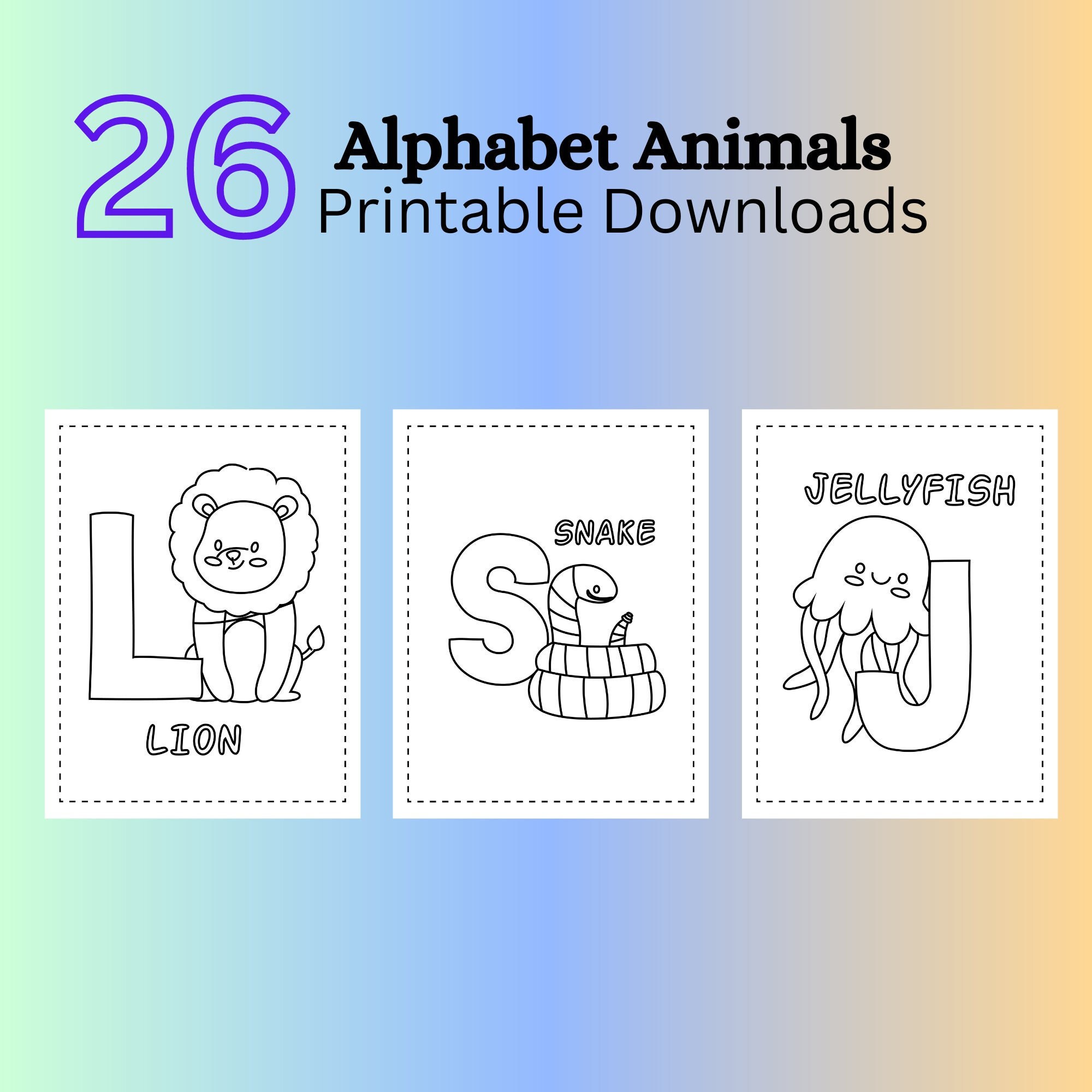 Kids Cute Animal Alphabet Coloring Activities , Decor , Posters and Art ...
