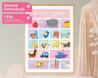 O Le Pi Tautau Samoan Alphabet Kids Wall Art - Etsy New Zealand