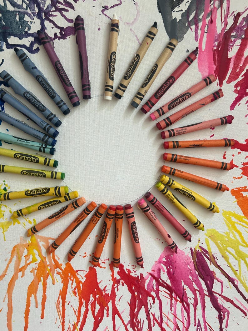 Crayon Drip Art on Canvas - Etsy