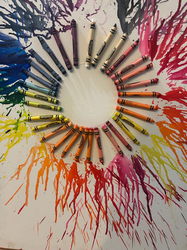 Crayon Drip Art on Canvas - Etsy