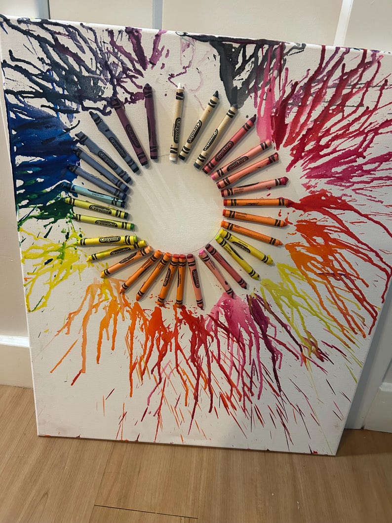 Crayon Drip Art on Canvas - Etsy