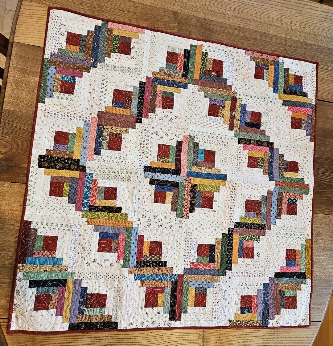 Scrappy Log Cabin Table Topper - Etsy