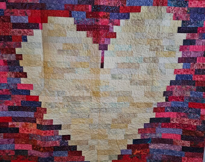 Red and Purple Batik Jelly Roll Heart Quilt - Etsy