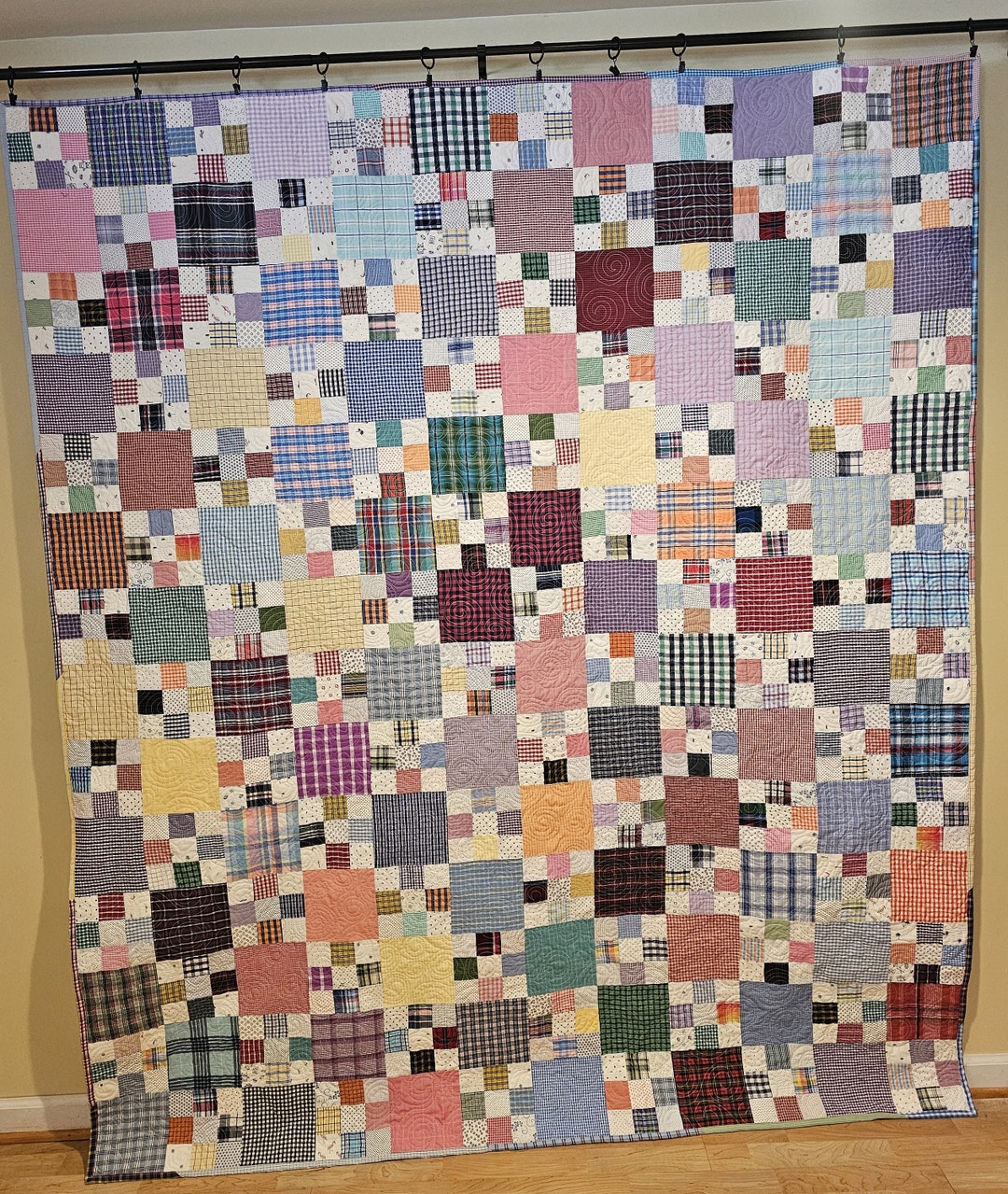 Thrifted Scrappy Nine Patch Quilt - Etsy