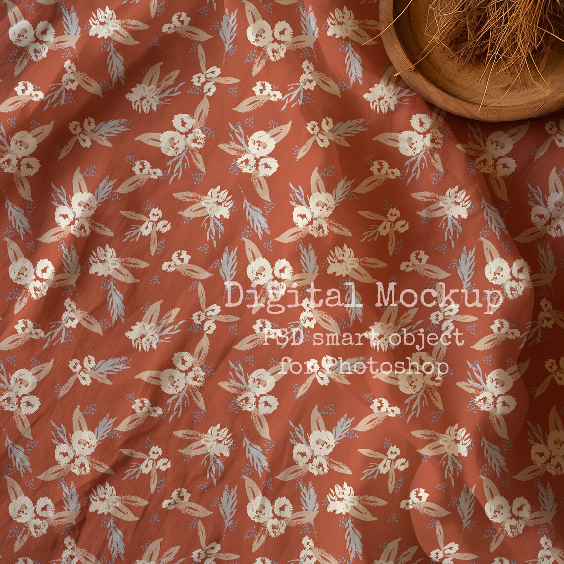 French Countryside Cozy Linen Tablecloth Mockup - Fabric Mockup Psd ...