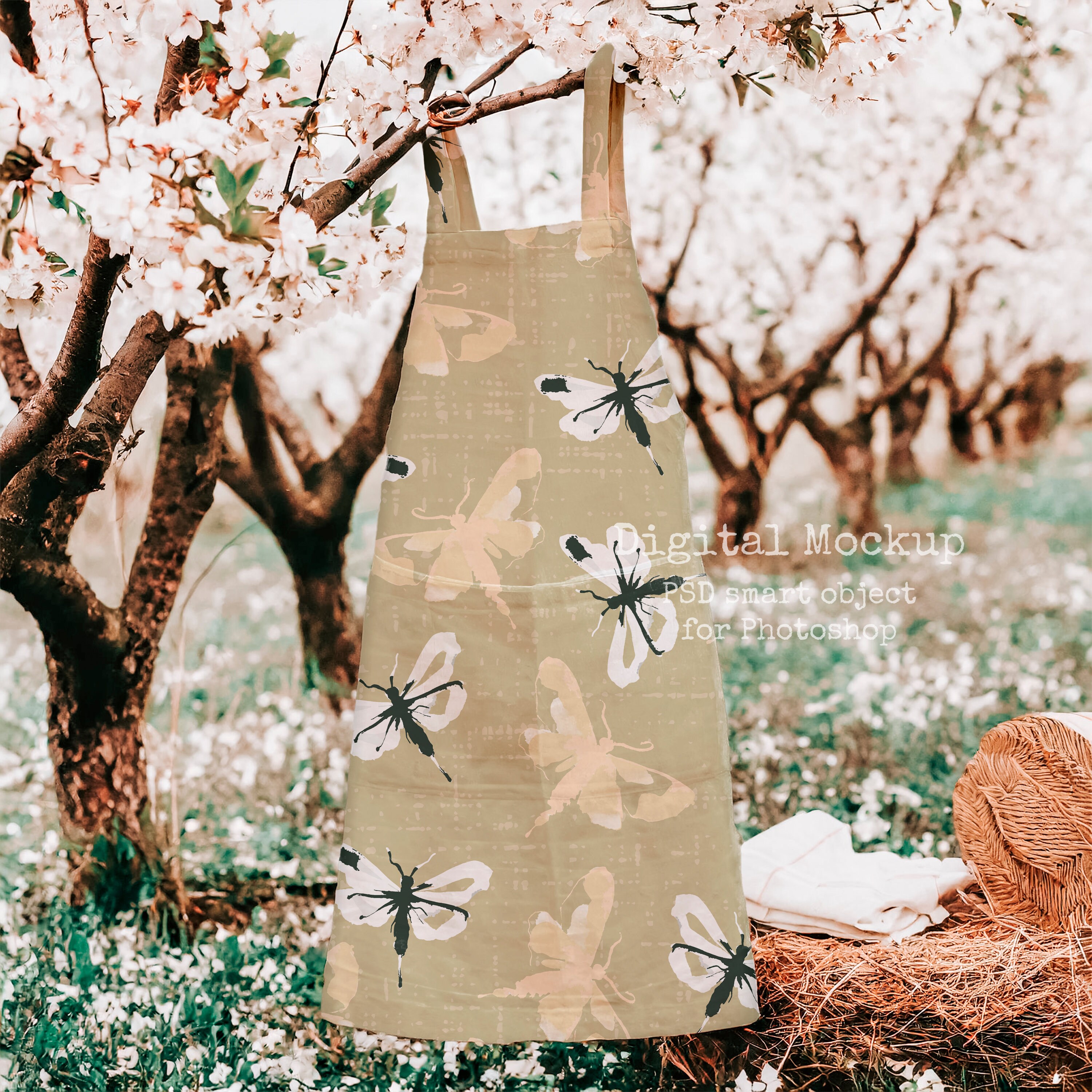 Aesthetic Farm Linen Apron Mockup Linen Apron Mockup Victorian Apron ...