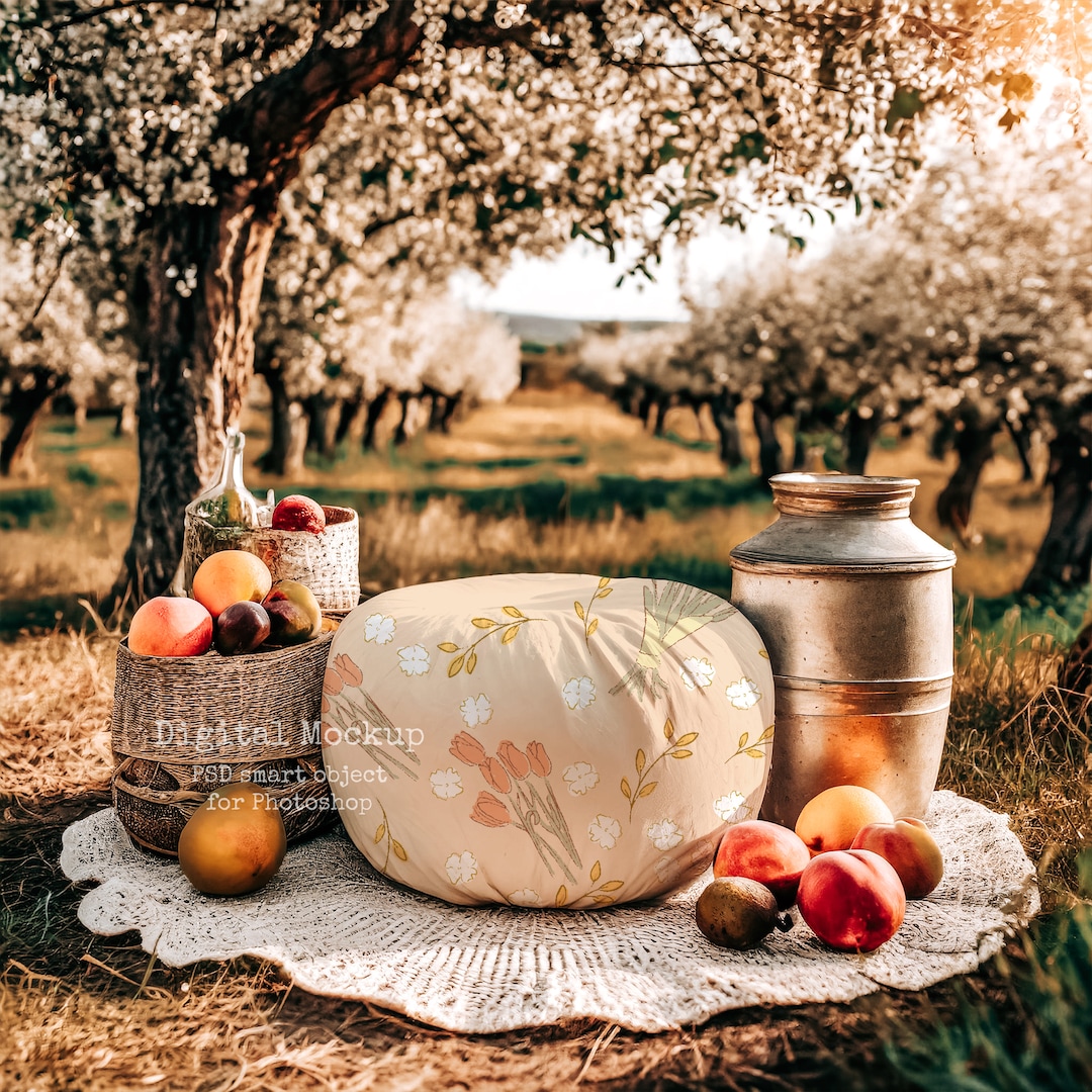 Farm Pouf Fabric Mockup, Fabric Mockup Psd, Textile Mockup Easy to Use ...