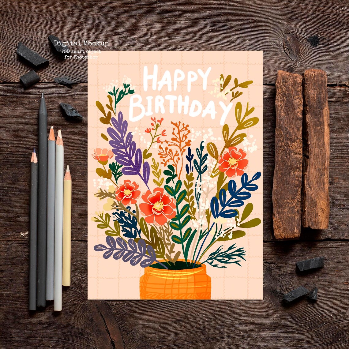 Aesthetic Greetings Card Mockup, PSD Smart Object (A4) - Etsy