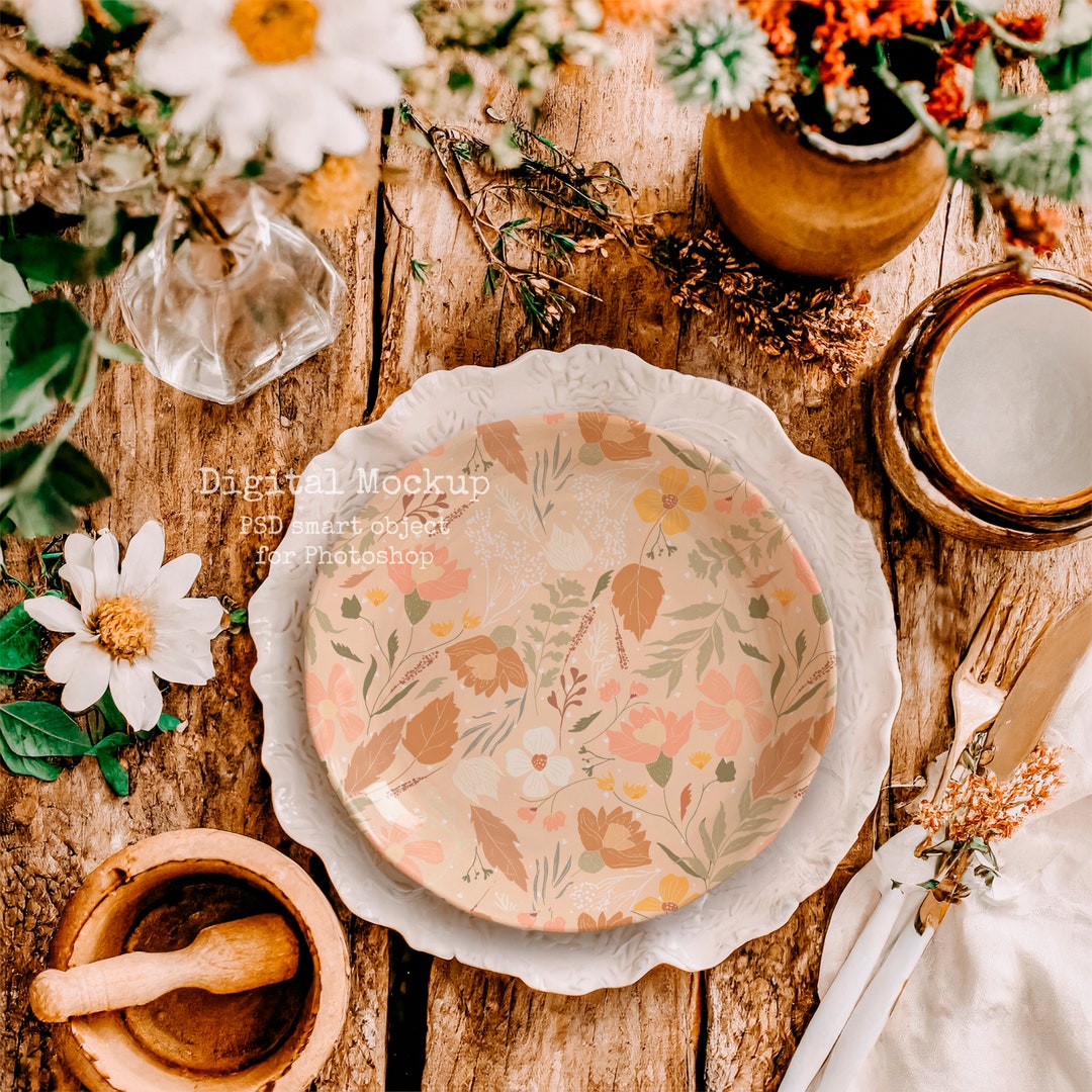 Farmhouse Porcelain Plate Mockup Psd, Pattern Mockup, Kitchen Mockup ...