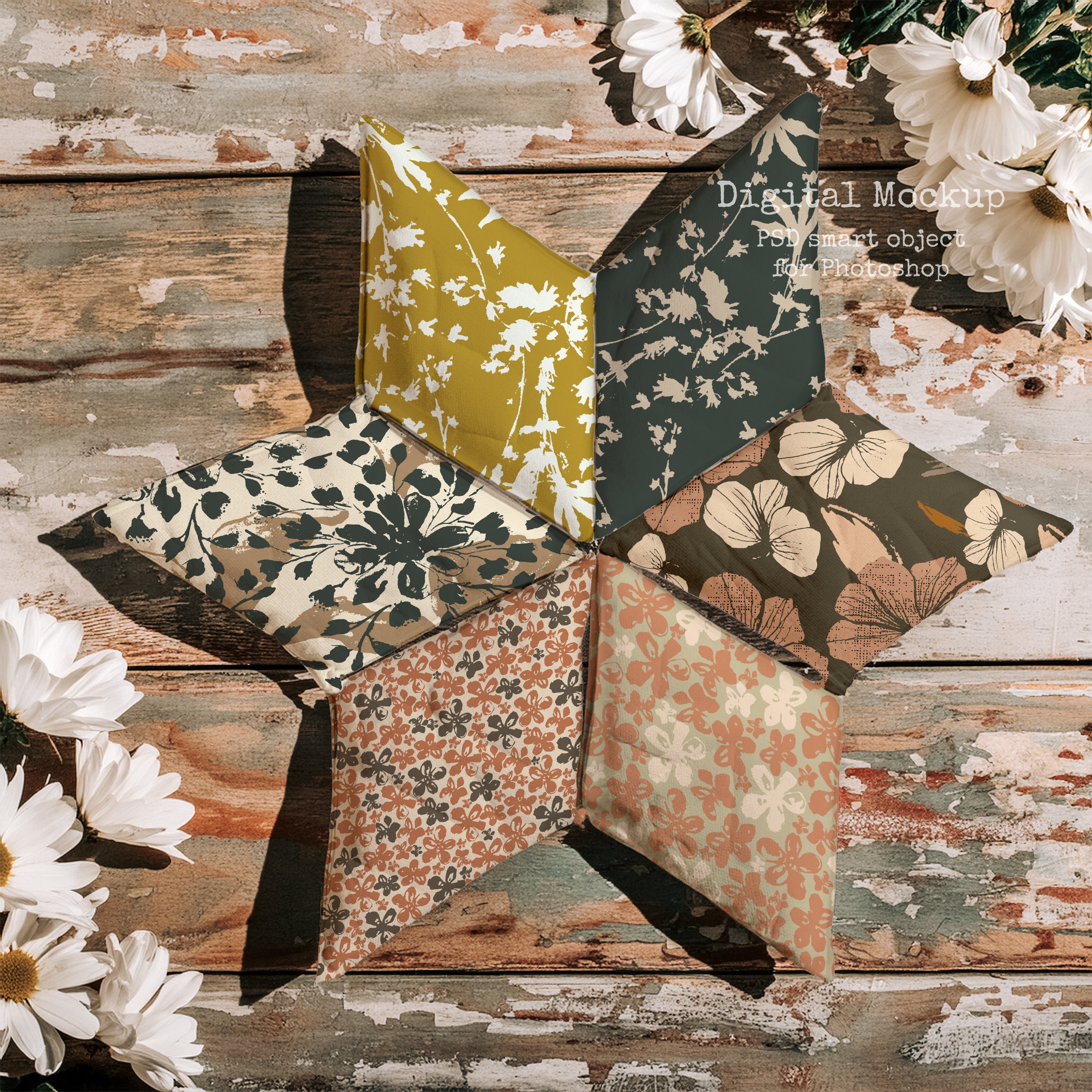 Star Quilt Mockup, Fabric Mockup Psd, Textile Mockup Easy to Use ...