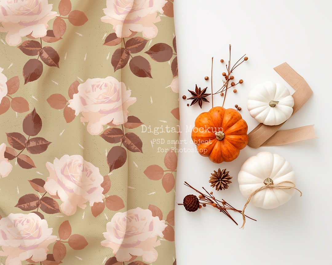 Autumn Fall Cozy Fabric Mockup -textile Mockup, Seamless Pattern Mockup ...
