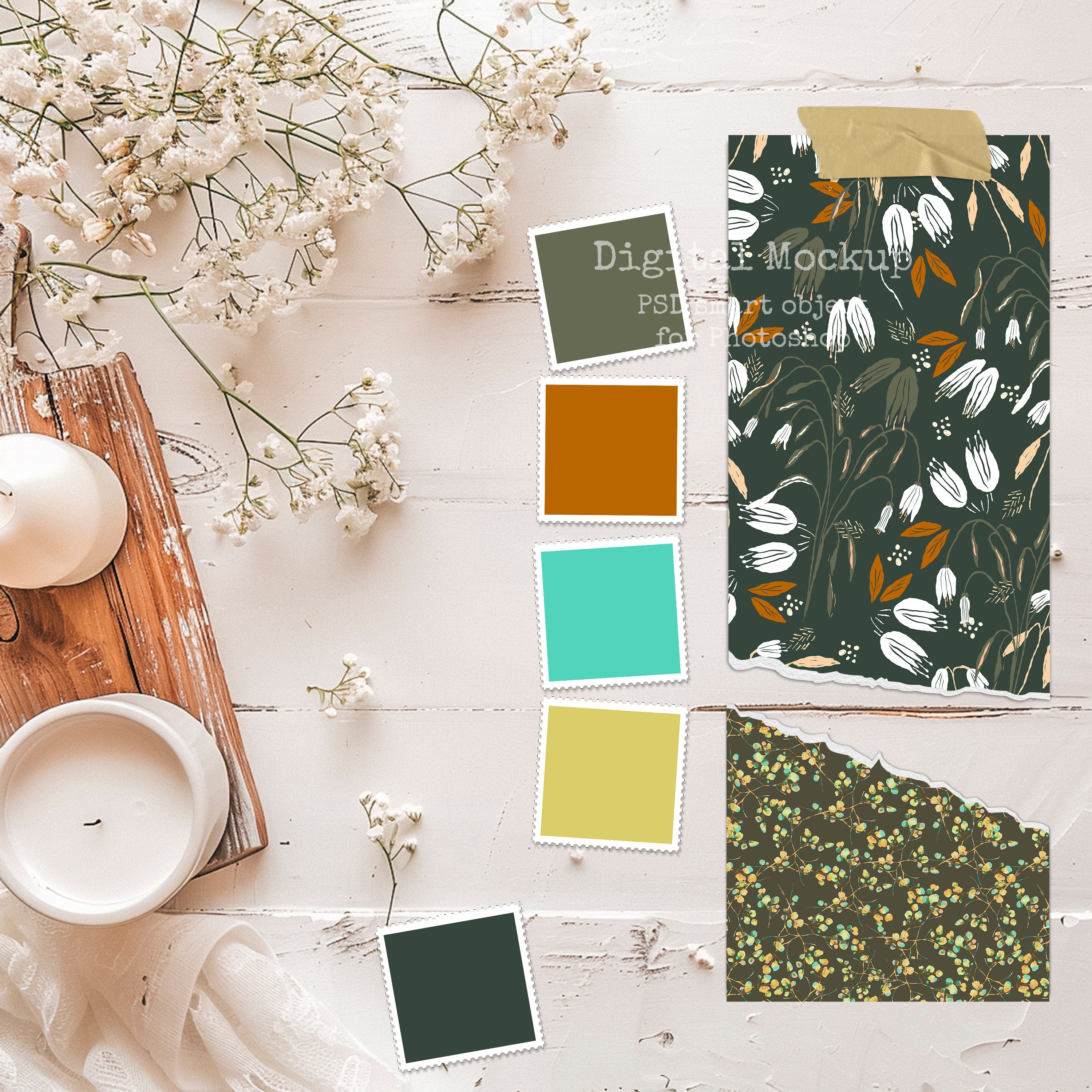 Aesthetic Moodboard Scene Creator, Fabric Pattern Mockup (PSD) - Etsy
