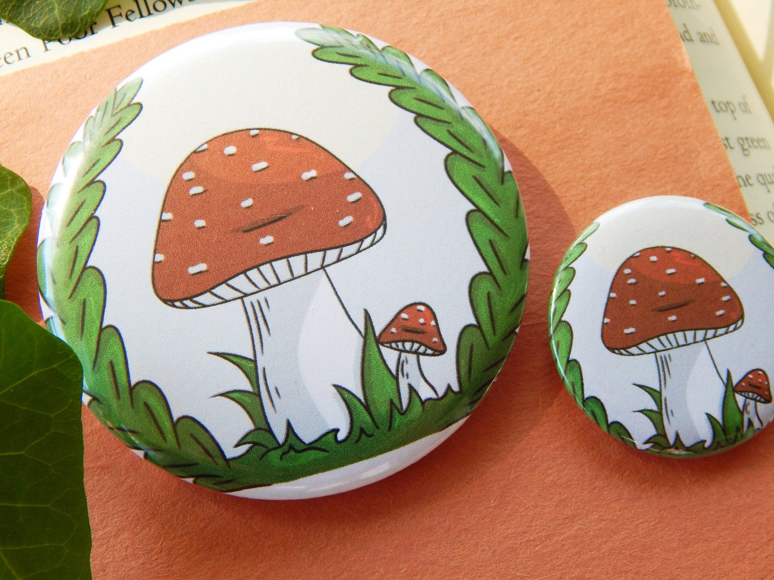 Mushroom Design Button Set, Push Back Pin, Clothing Accessory, Button ...