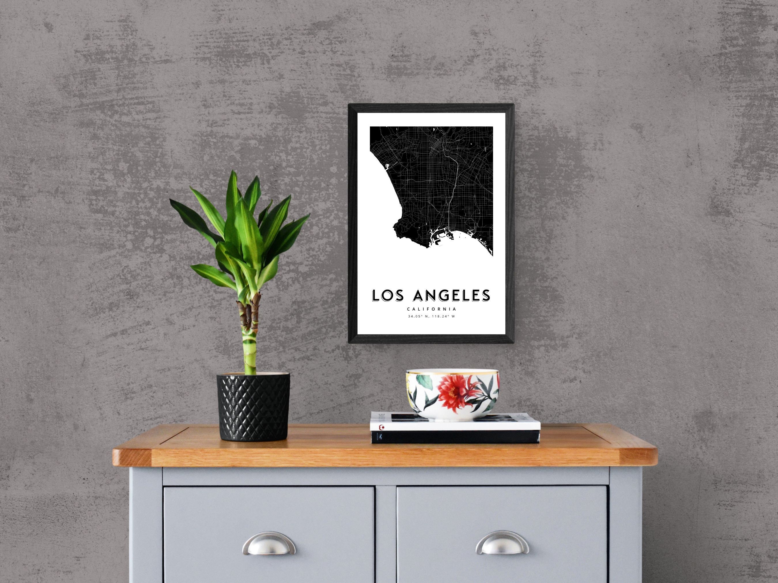 Los Angeles Street Map Poster, Los Angeles CA City Map Wall Art Print ...