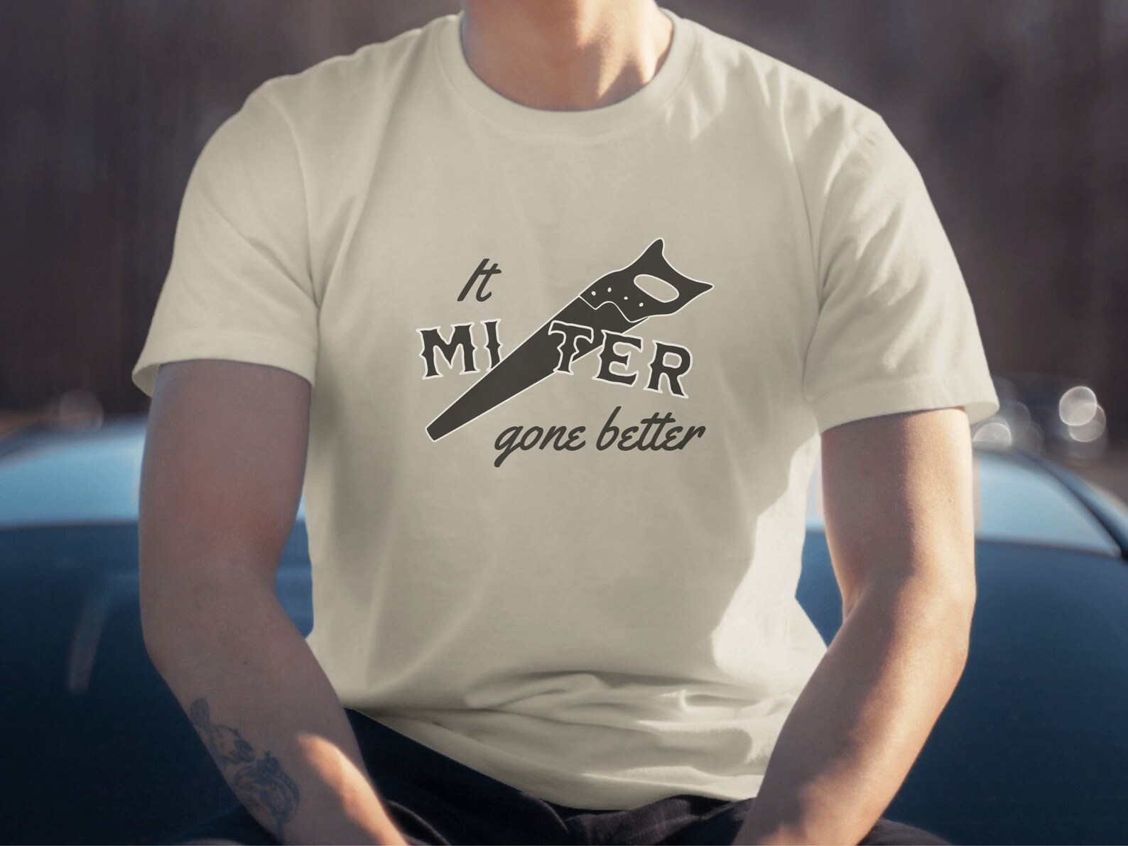 Funny Woodworking Pun Miter T Shirt, Carpentry Shirt for Dad, Wood ...