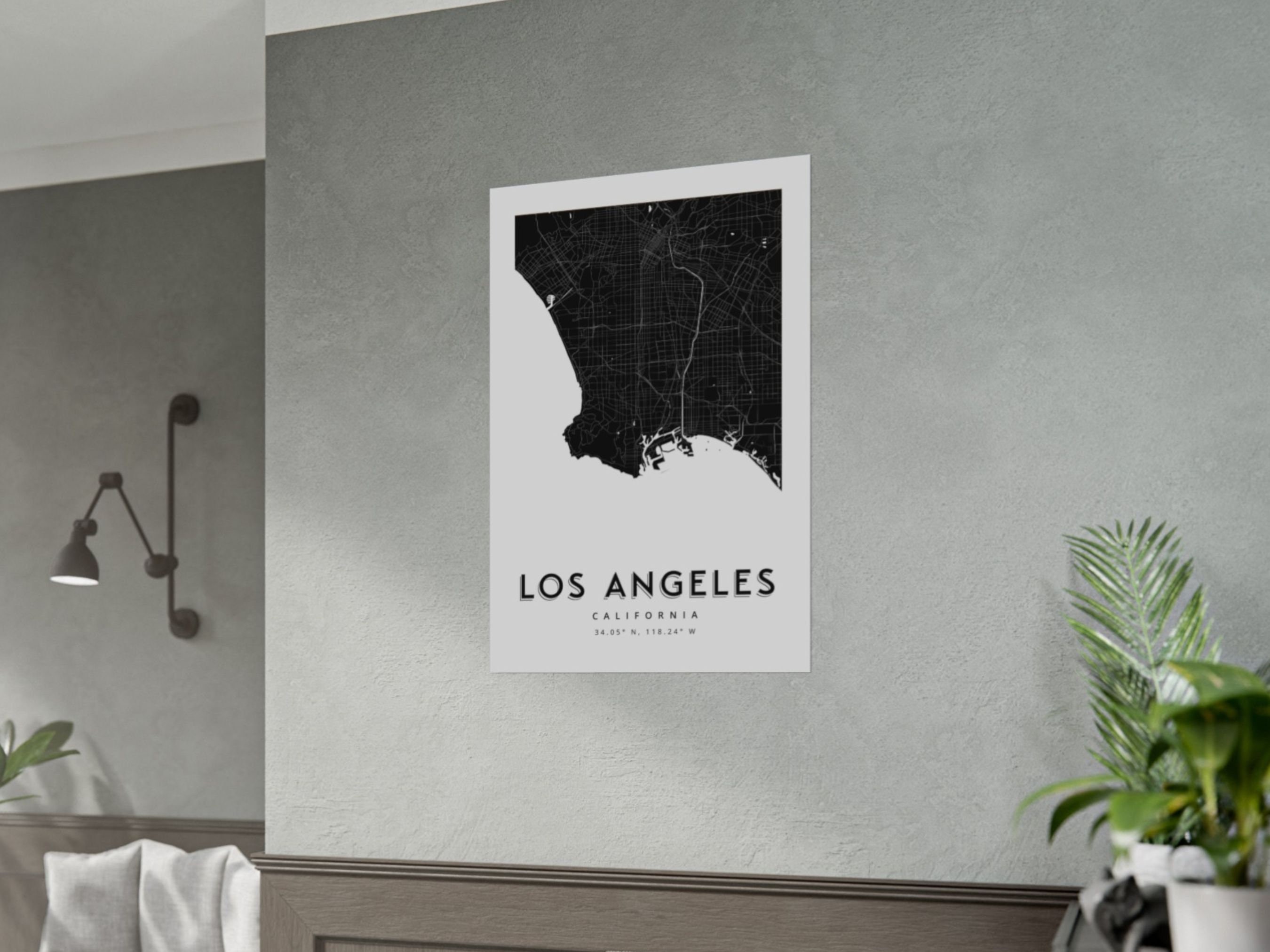 Los Angeles Street Map Poster, Los Angeles CA City Map Wall Art Print ...