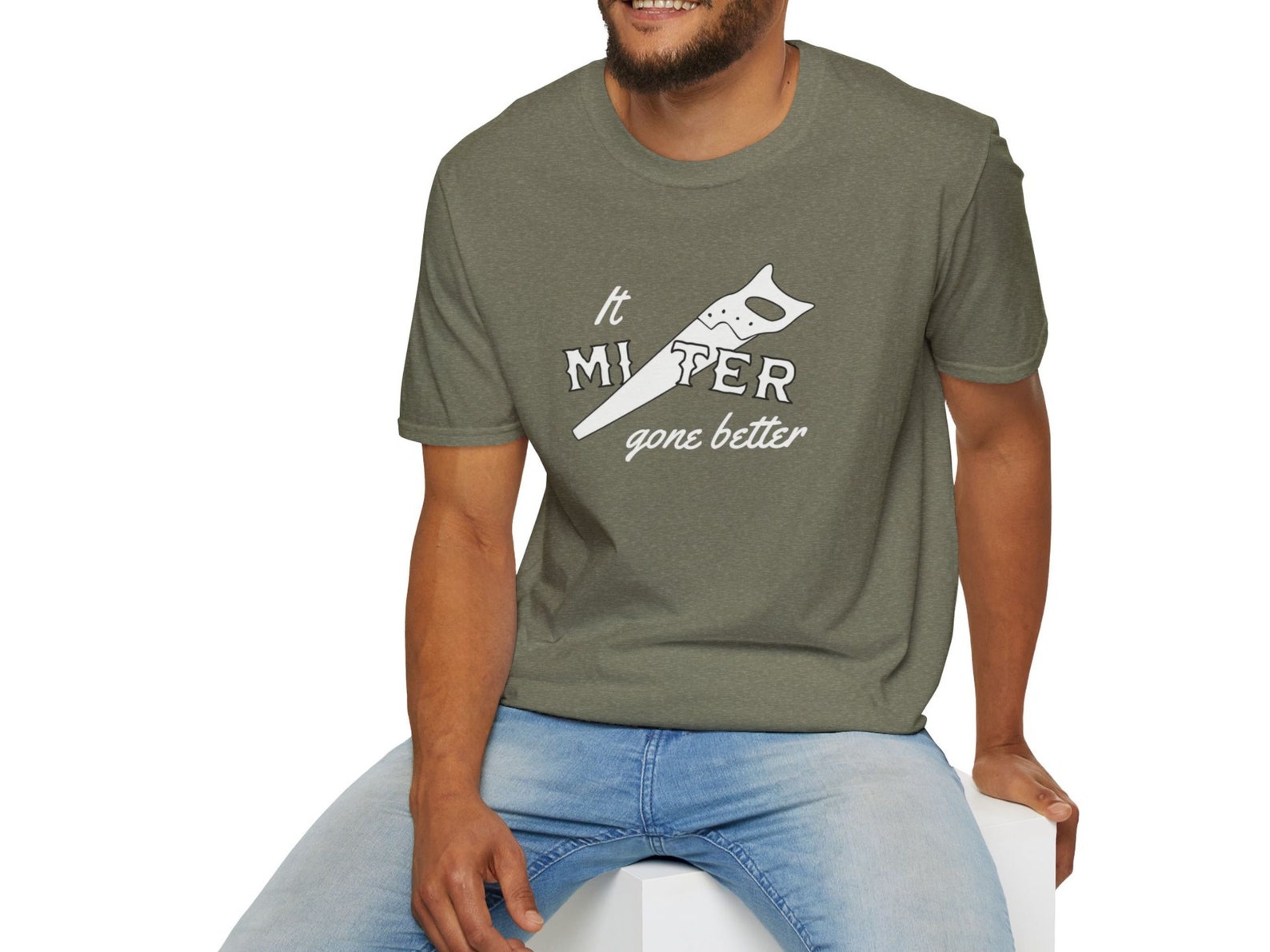 Funny Woodworking Pun Miter T Shirt, Carpentry Shirt for Dad, Wood ...