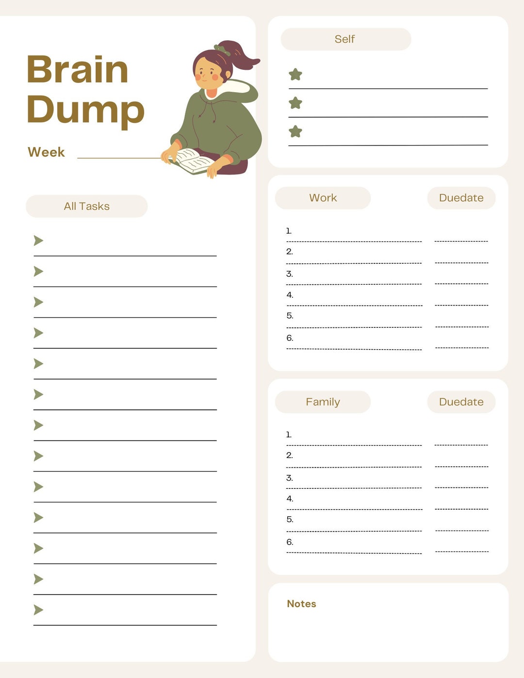 Weekly Brain Dump Template - Etsy