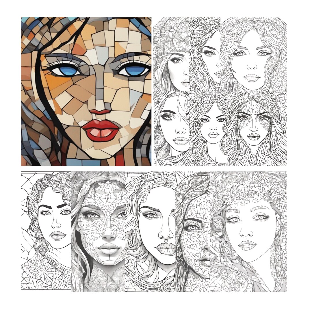 Coloring Pages Women of Mosaic: Artistic Coloring Experience Perfect ...