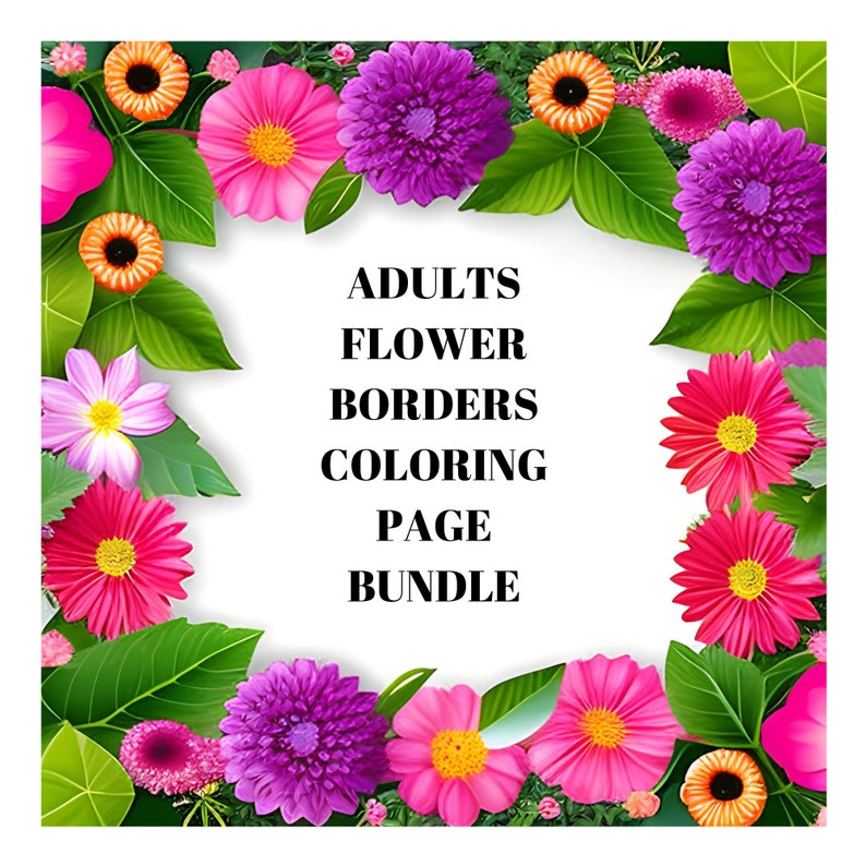 Adults Flower Borders Coloring Page Bundle - Etsy