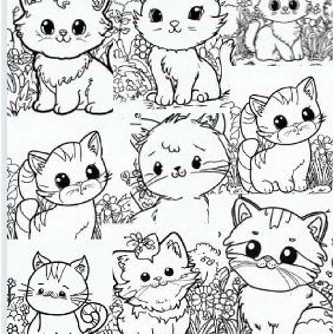 Coloring Pages for Kids 100 Beautiful and Cute Kittens - Etsy