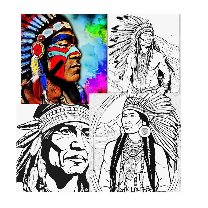 Native Americans: A Coloring Book Journey 100 Original Drawings - Etsy