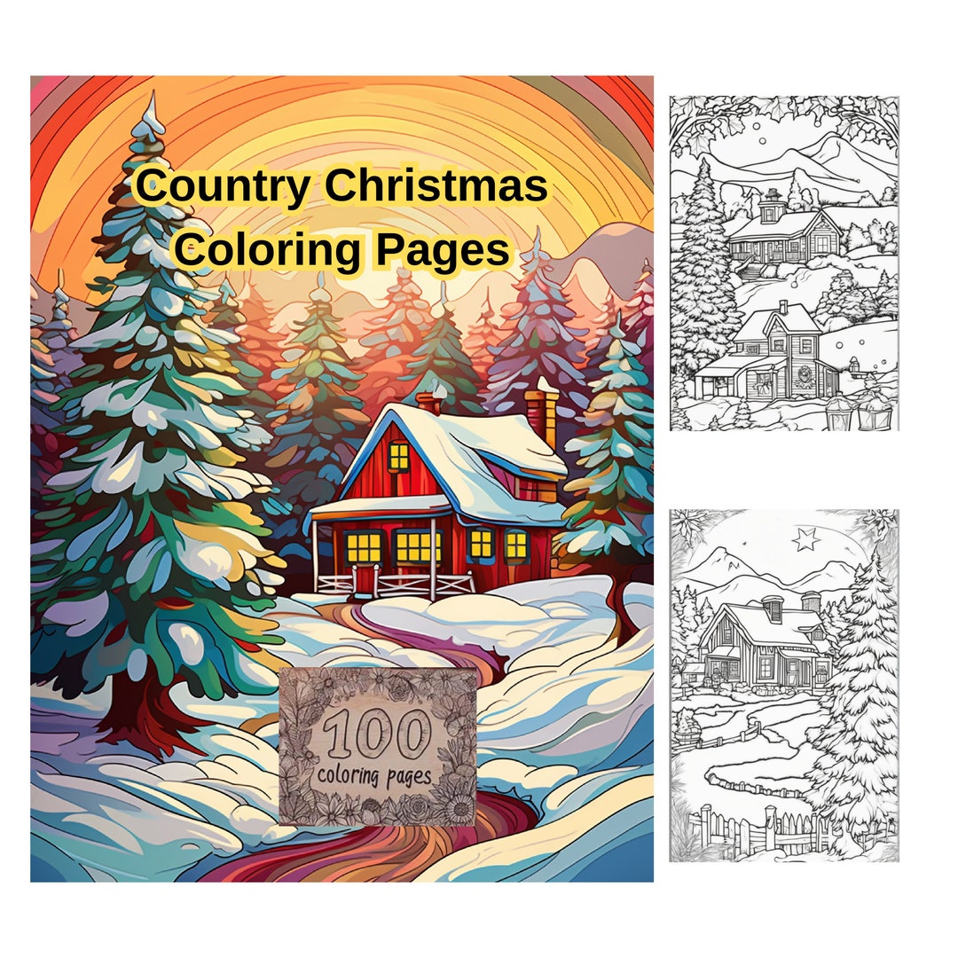 Country Christmas Coloring Pages - Etsy