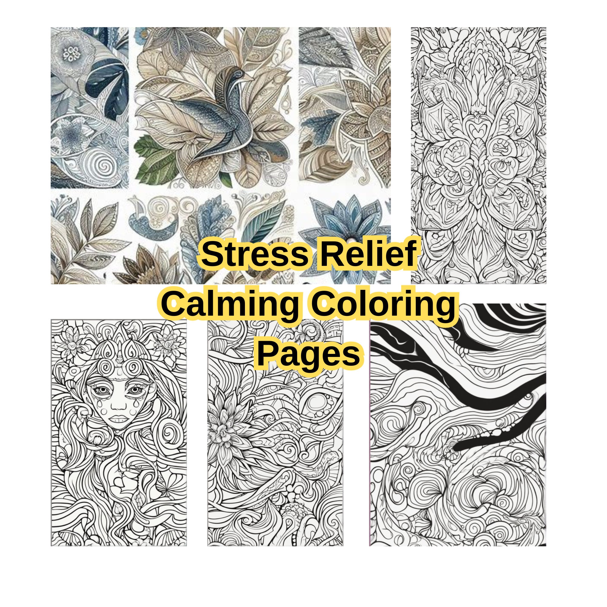 Stress Relief Calming Coloring Pages - Etsy