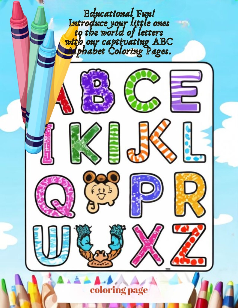 ABC Alphabet Coloring Pages for Kids 3-6 Age - Etsy