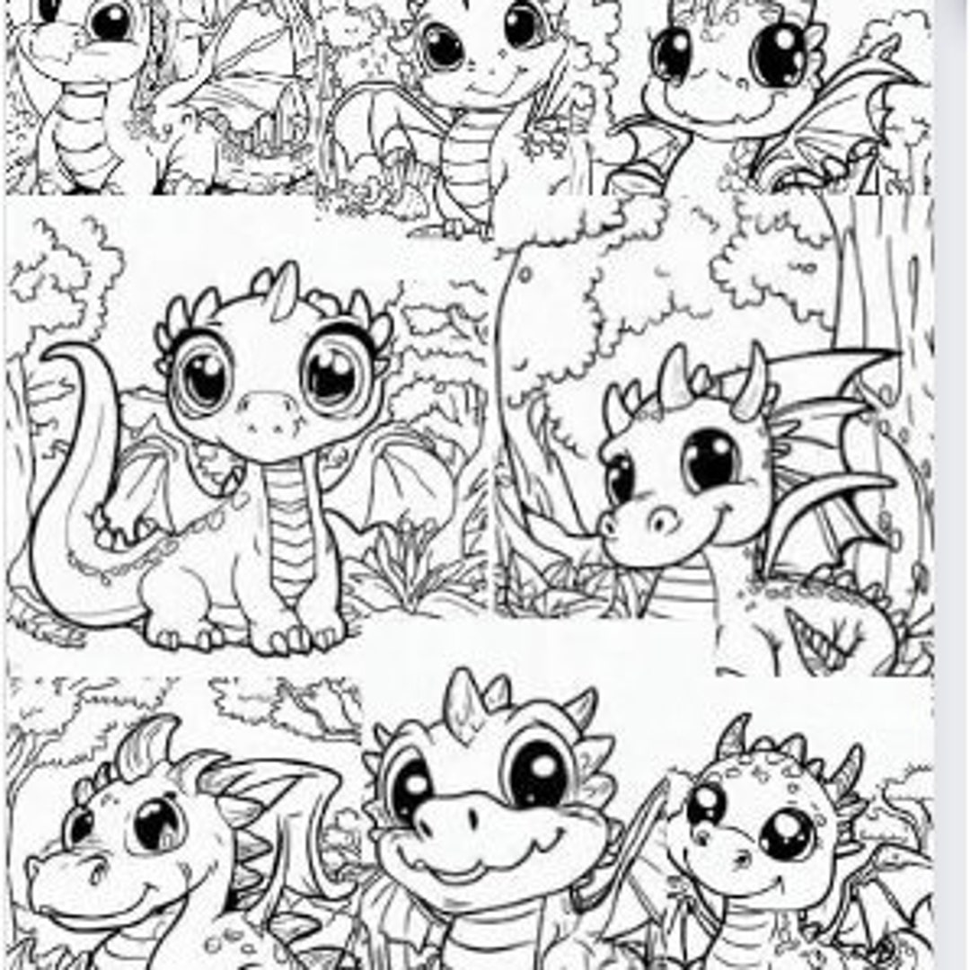 Coloring Pages for Kids 100 Beautiful and Cute Dragon - Etsy
