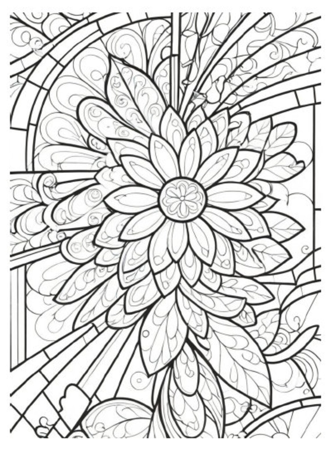 Stained Glass Windows Coloring Book With 100 Drawings - Etsy