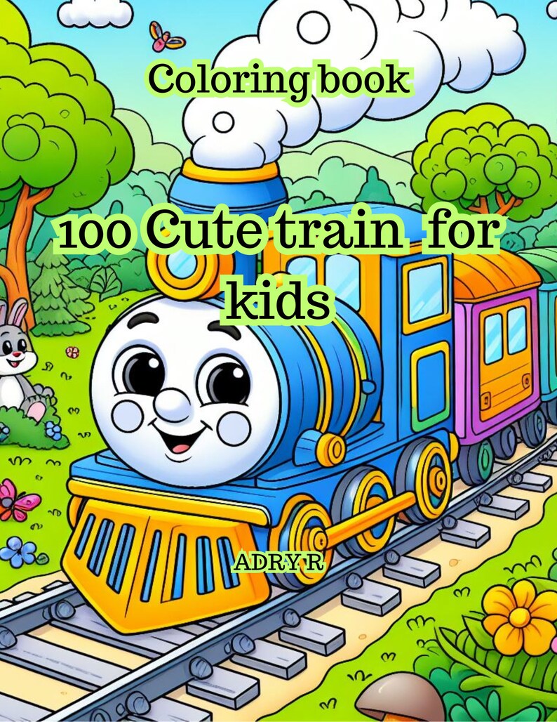 Coloring Book for Kids 100 Cute Train for Kids AGES 4-8 - Etsy