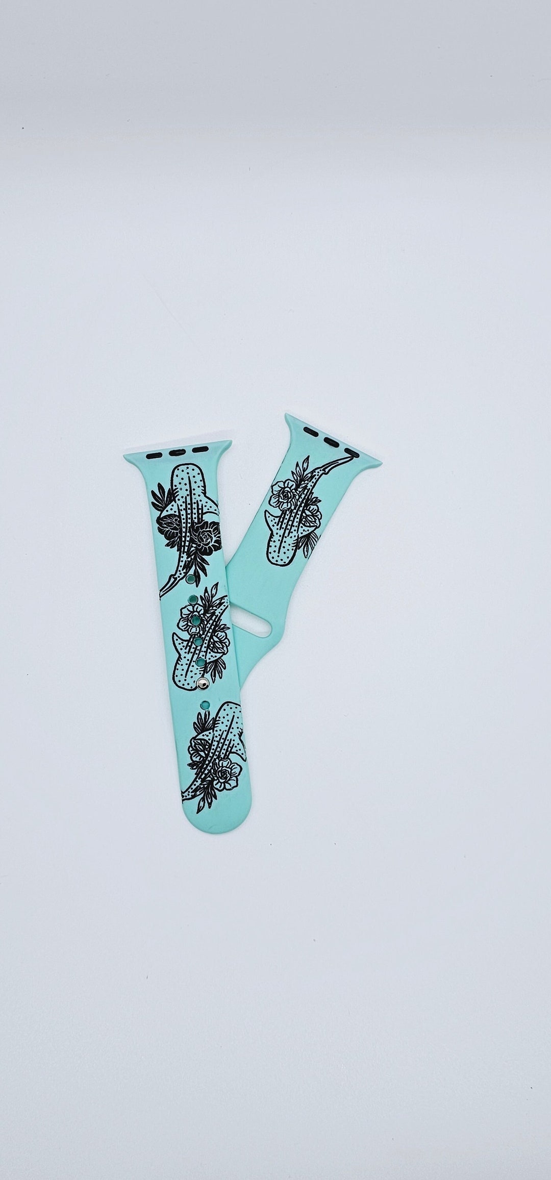 Floral Shark Apple Watch Band: Engraved Silicone Strap - Etsy