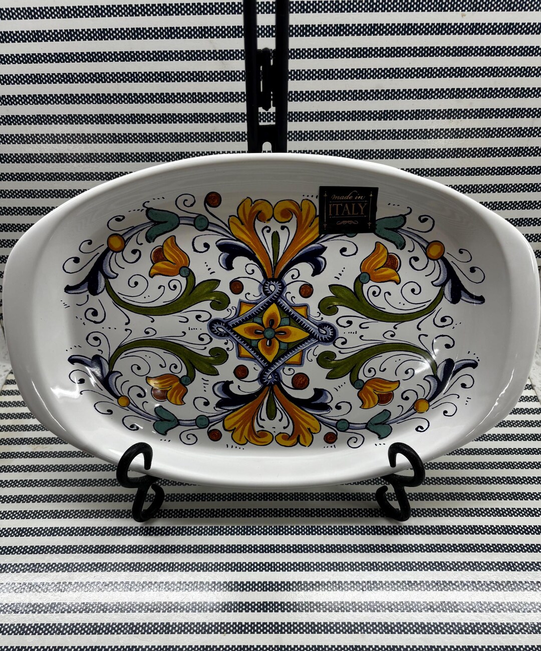Authentic Italian Geometric Ceramic Tapa Food Tray - Hand-painted ...